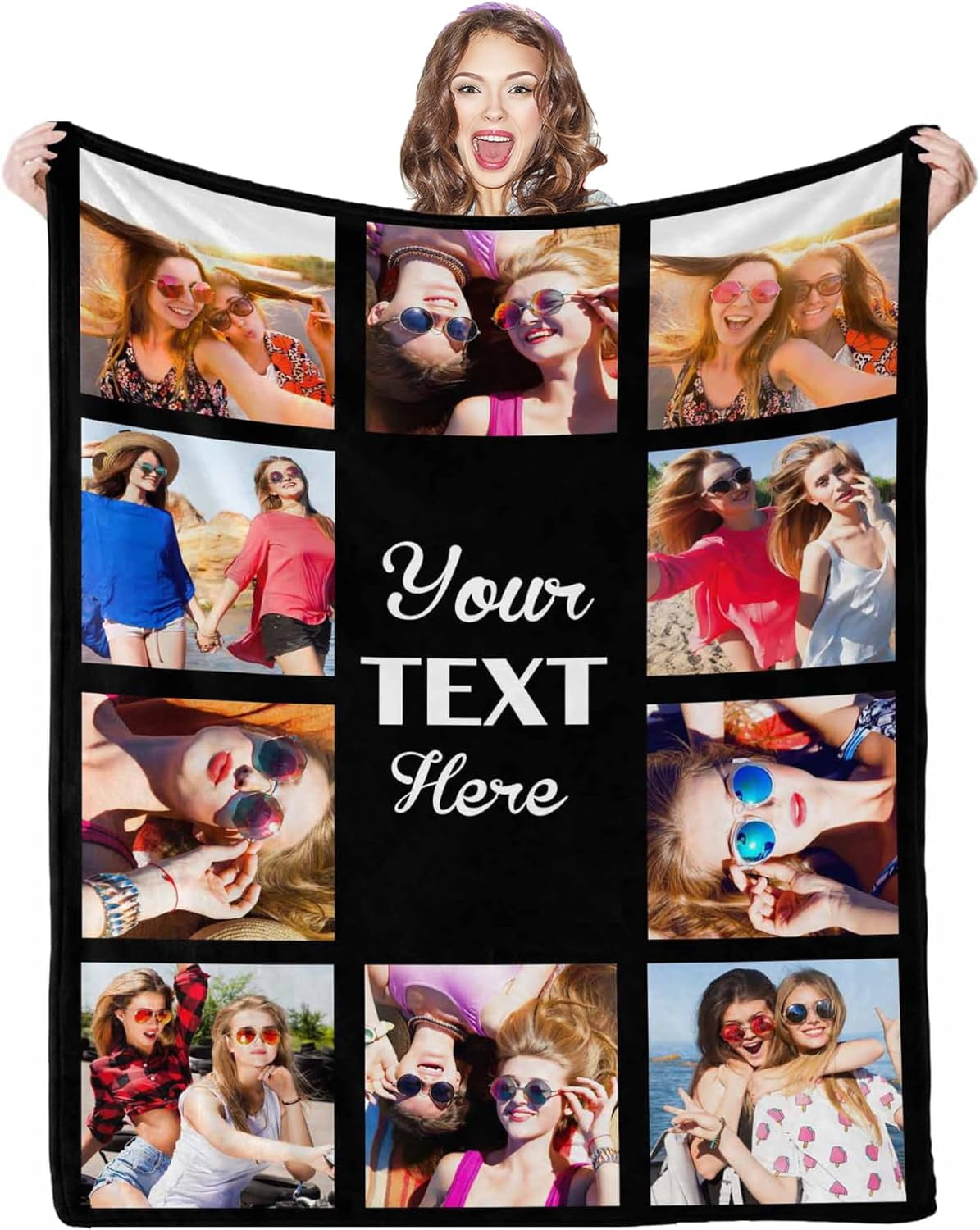 Custom Blanket With Picture, 10 Photos Costume Blanket Personalized ...