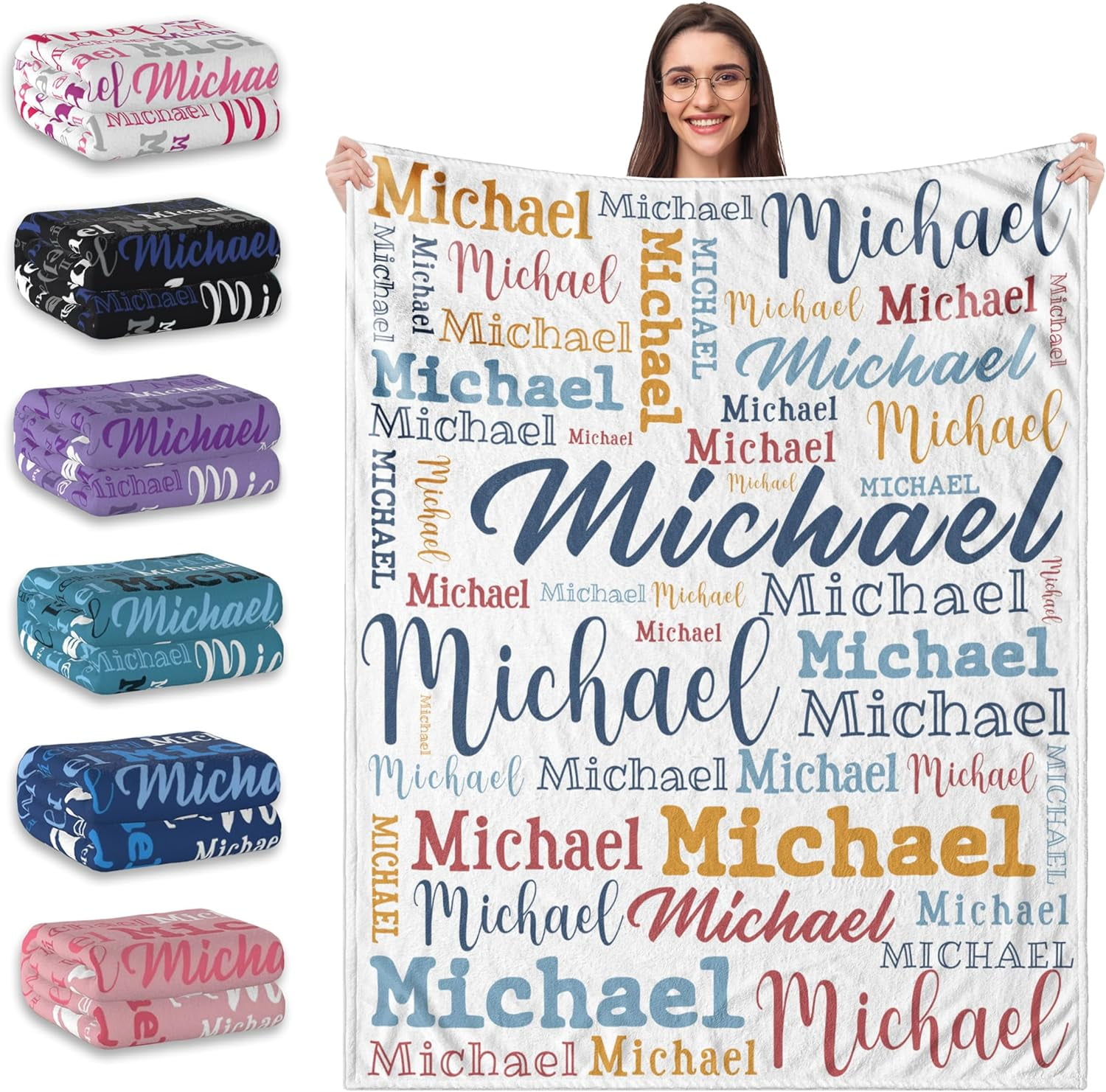 Custom Blanket with Name, Personalized Name Blanket for Baby Kids Adult ...
