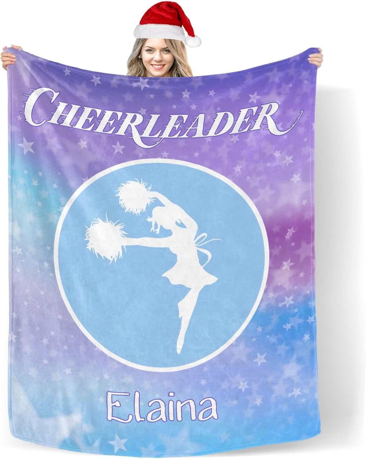 Custom Blanket with Name Text,Personalized Cheer Stars Soft Fleece ...