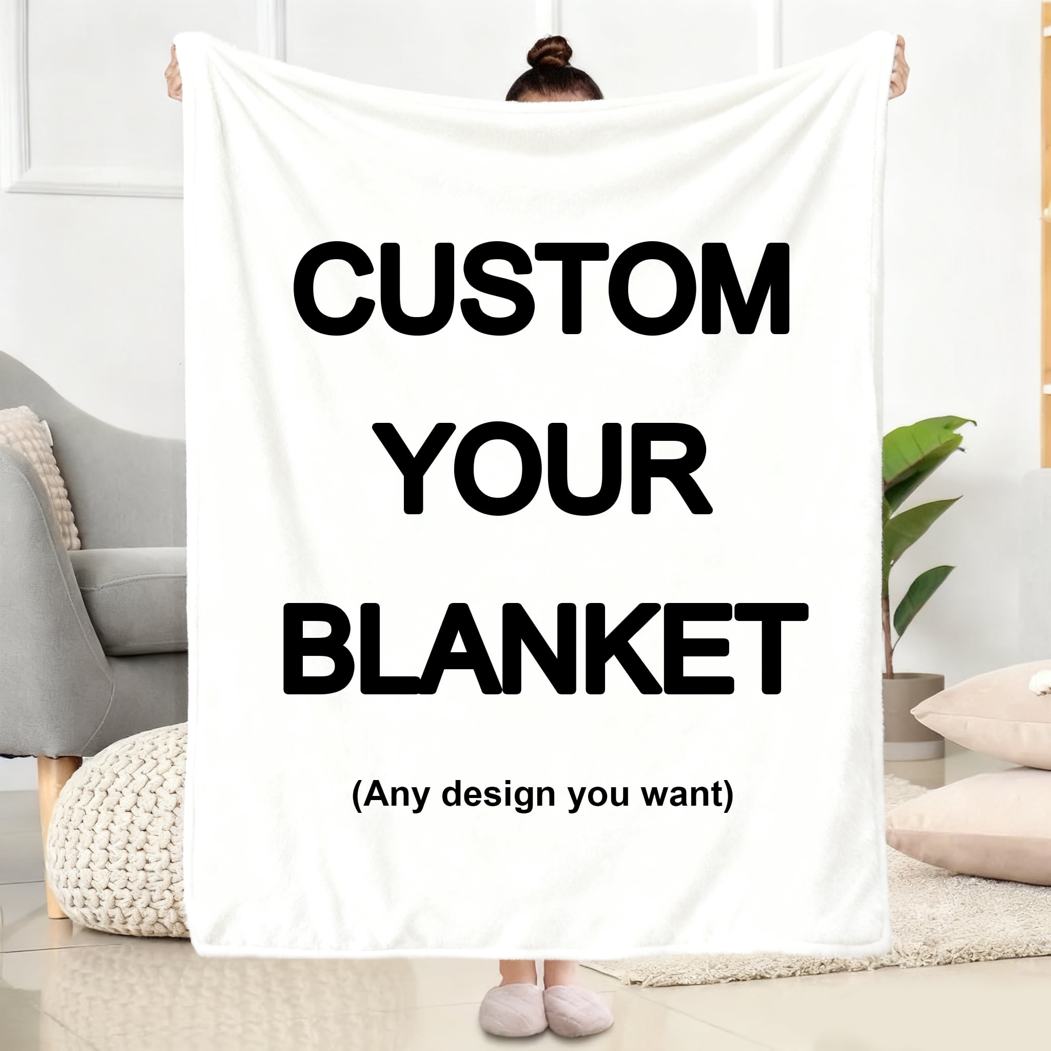 Custom Blanket with Personalized Picture Text, Flannel Photo Blanket ...