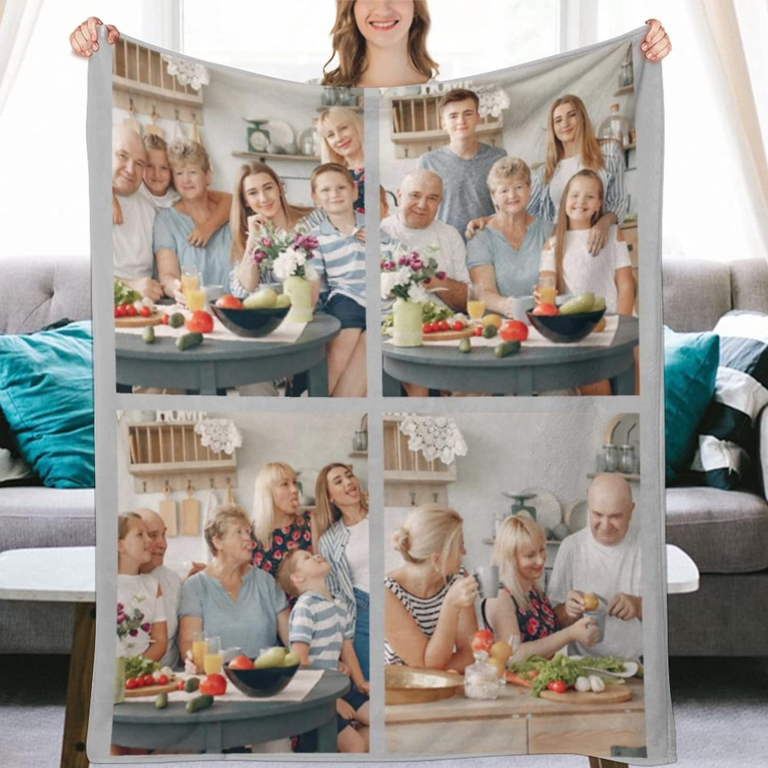 Custom Blanket with Photos Personalized Picture Collage Blankets Soft ...