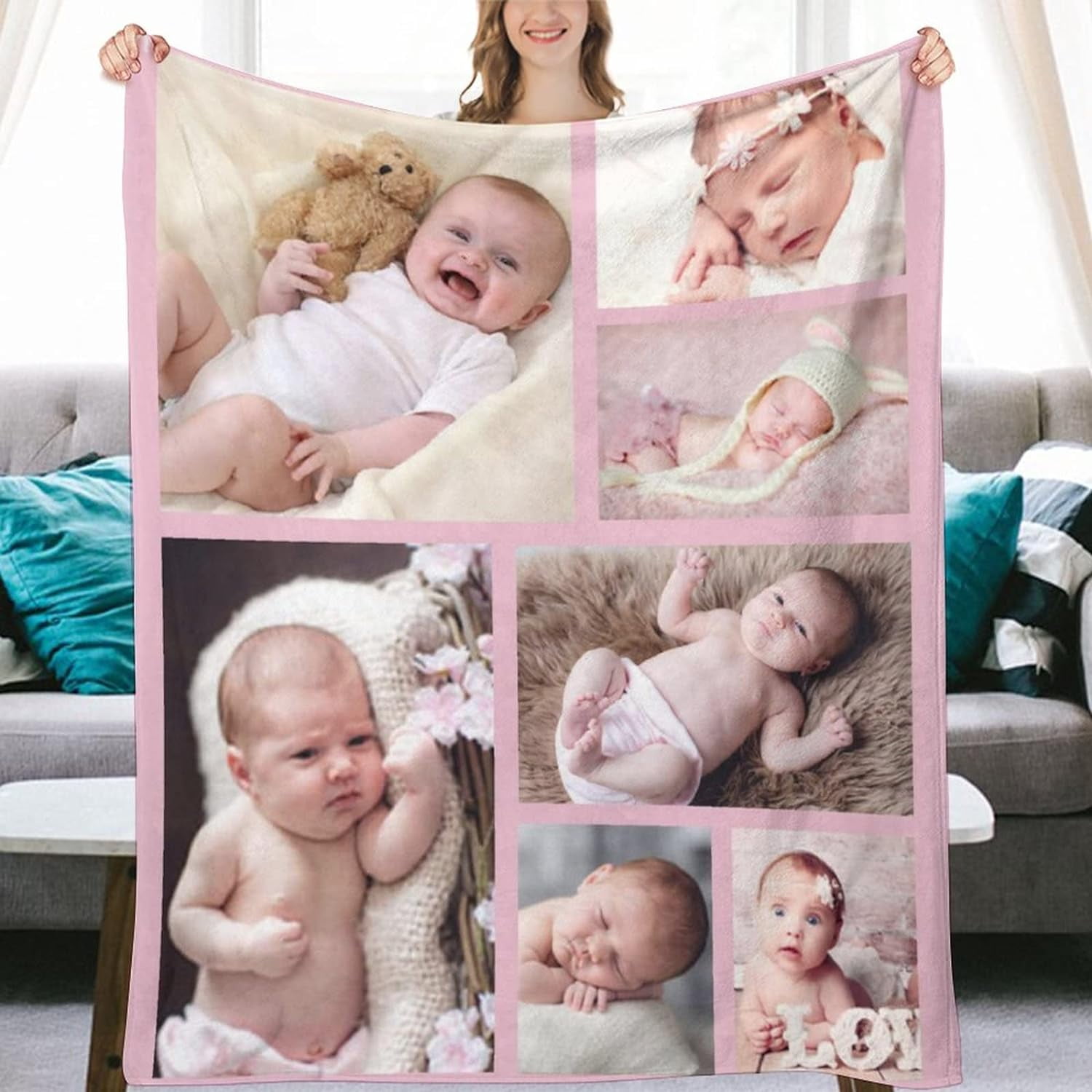 Custom Blanket with Photos Personalized Picture Collage Blankets Soft ...