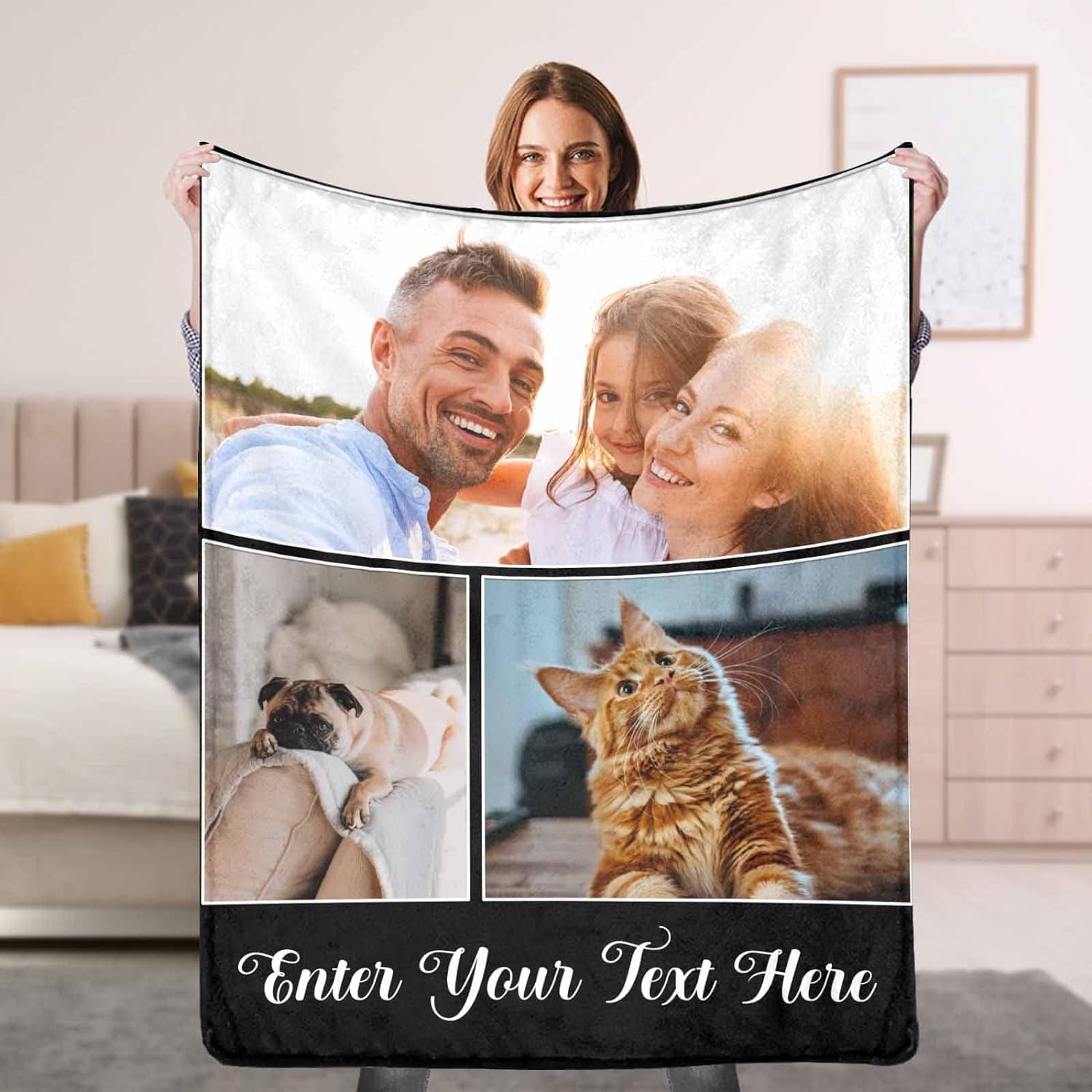 Custom Blankets with Photos, Personalized Picture Throw Blanket, Music ...