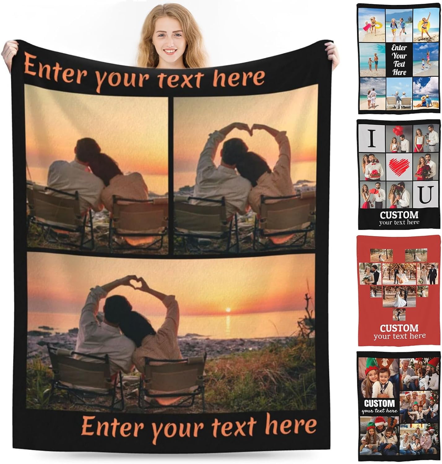Custom Blankets with Photos Text Picture Blanket Personalized for Kids ...