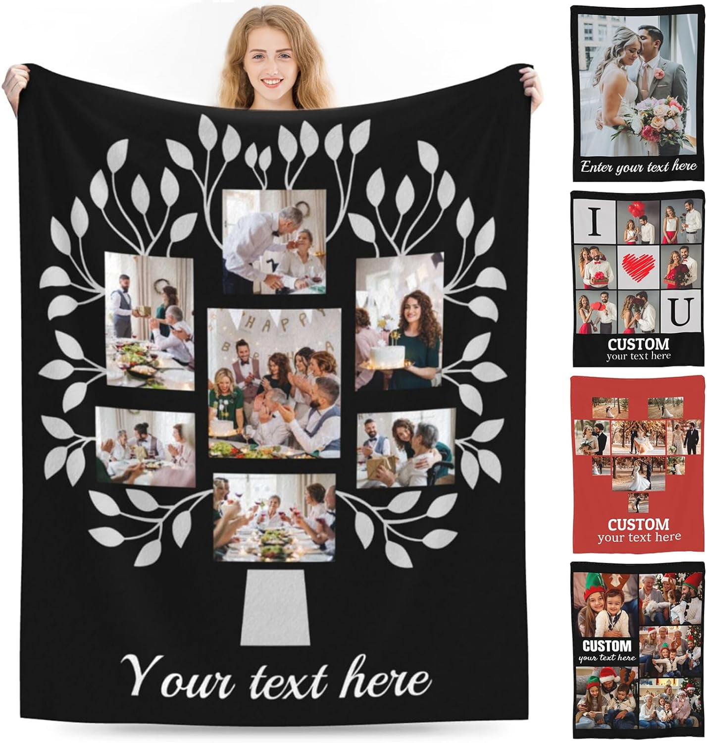 Custom Blankets with Photos Text Picture Blanket Personalized for Kids ...
