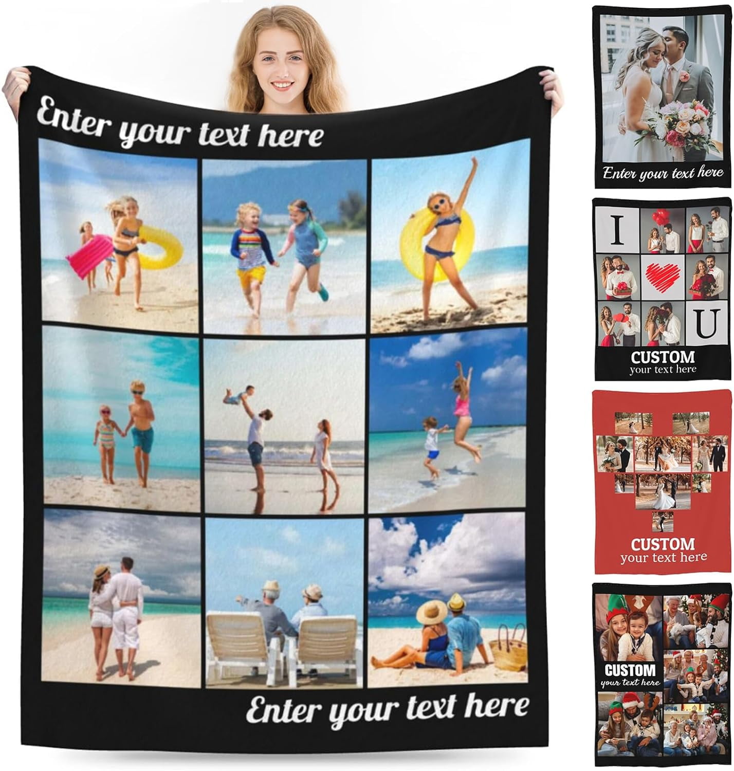 Custom Blankets with Photos Text Picture Blanket Personalized for Kids ...