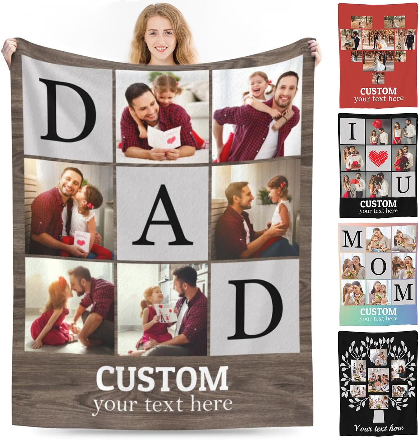 Custom Blankets with Photos Text Picture Blanket Personalized for Kids ...