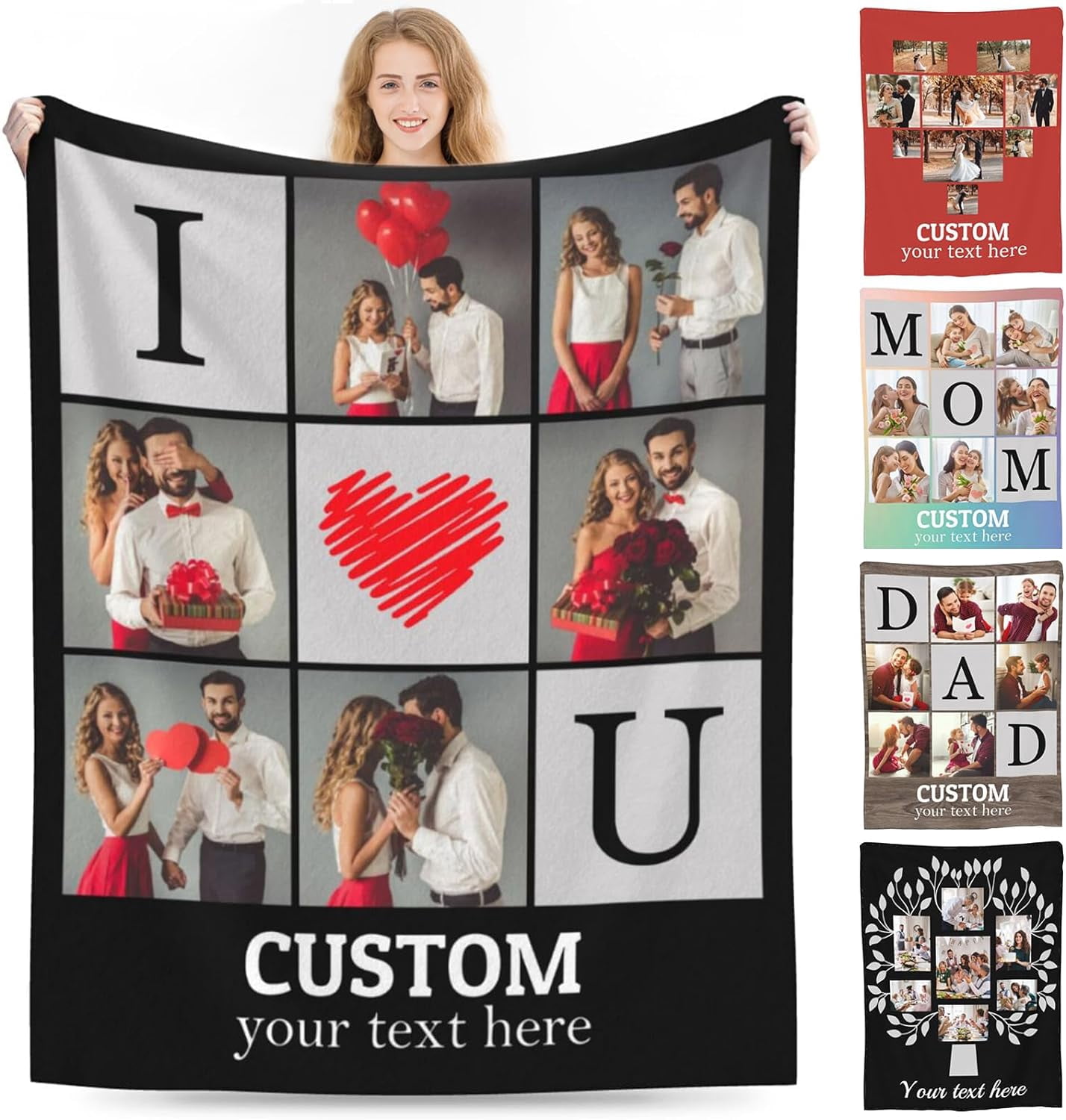 Custom Blankets with Photos Text Picture Blanket Personalized for Kids ...