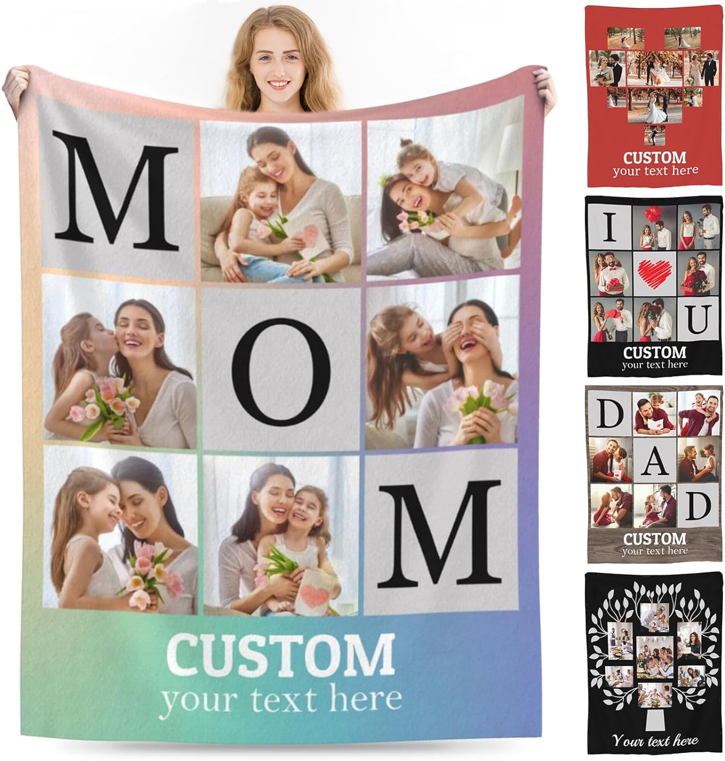 Custom Blankets with Photos Text Picture Blanket Personalized for Kids ...