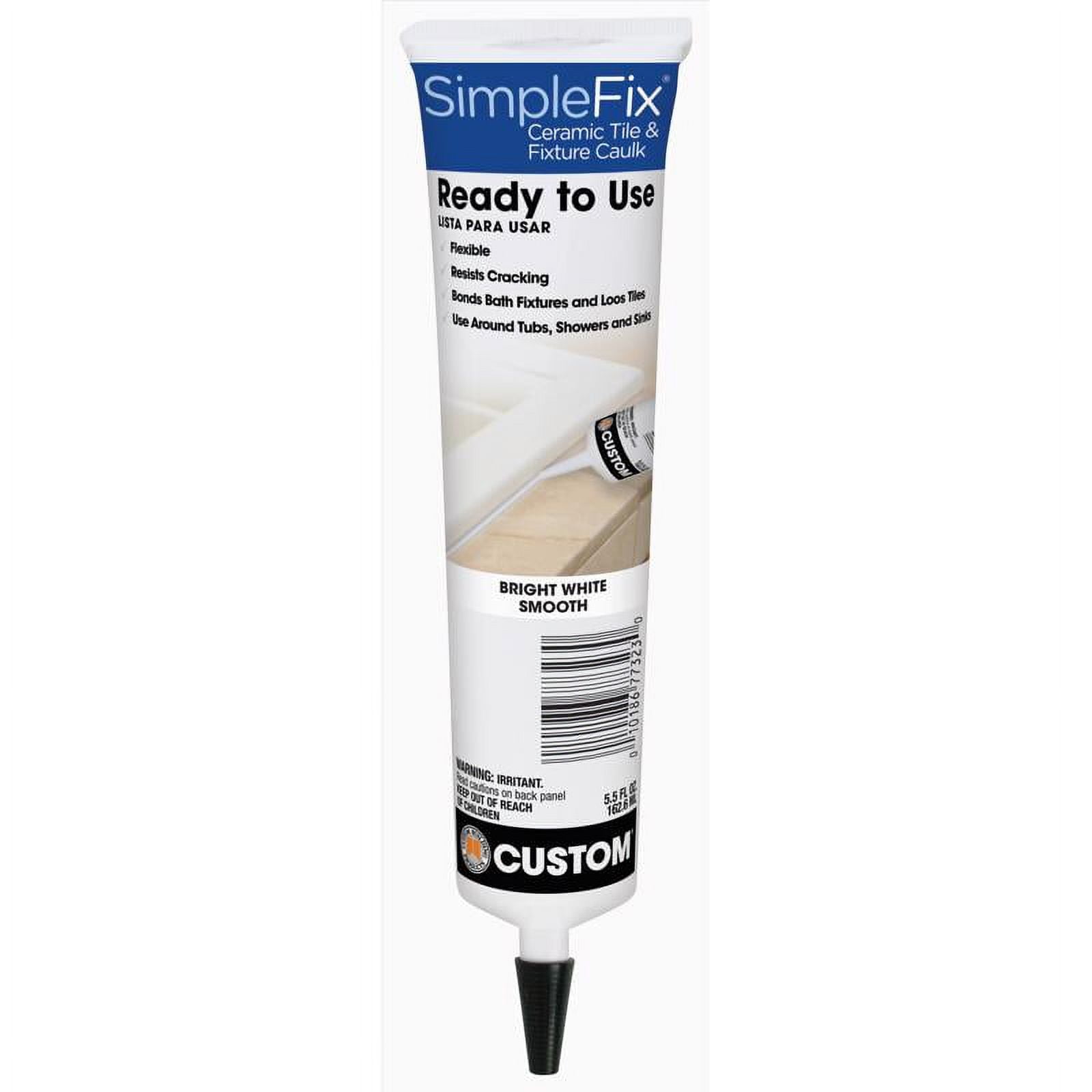 SimpleFix 5.5 Oz. #381 Bright White Smooth Ceramic Tile & Fixture Caulk ...