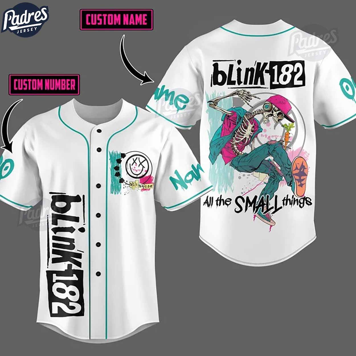 Custom Blink-182 All The Small Things Skeleton Baseball Jersey ...