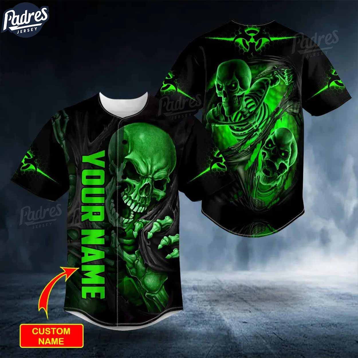 Custom Blood Drip Skeleton Green Skull Baseball Jersey - Walmart.com