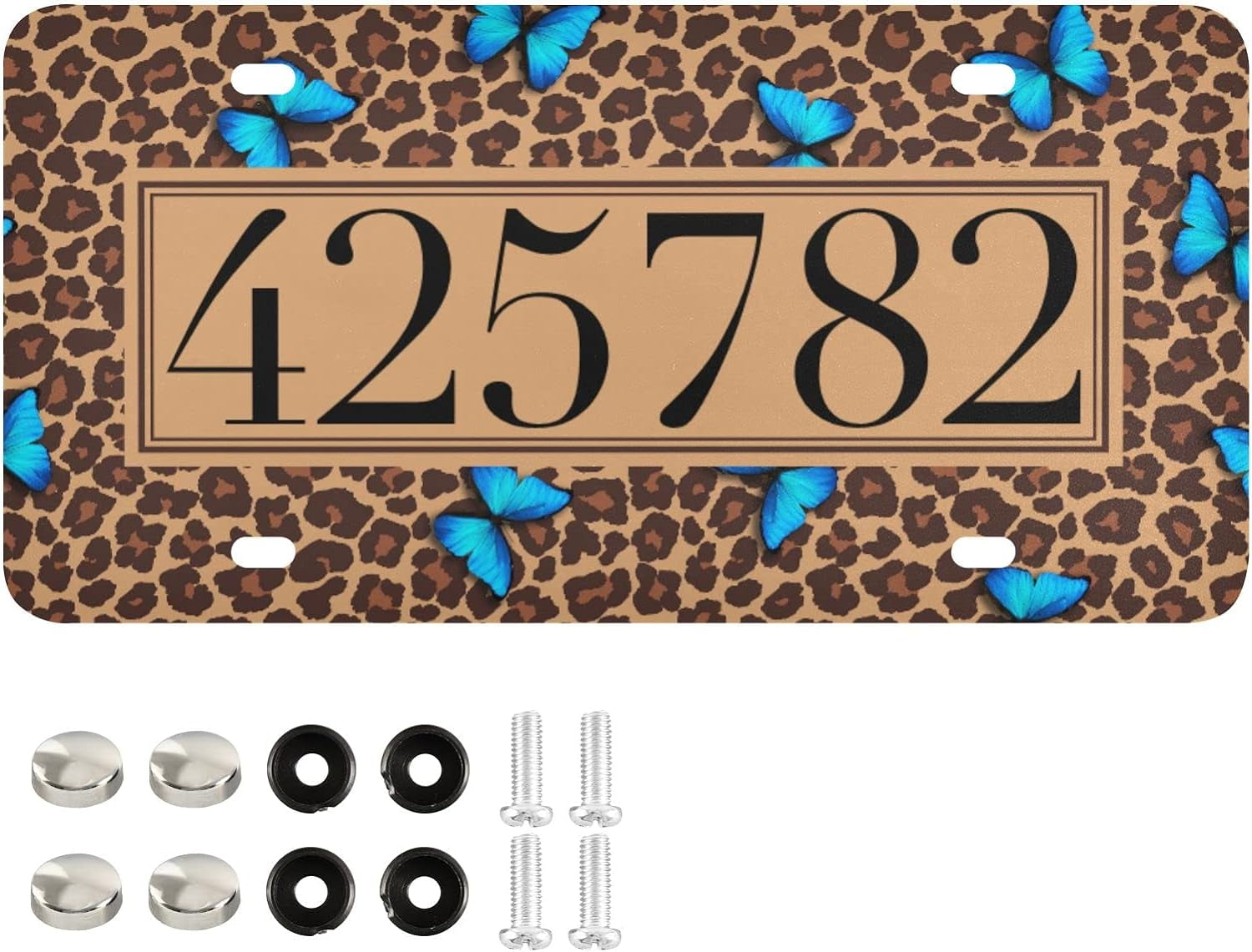 Custom Blue Butterfly Leopard Cheetah Print License Plate, Personalized ...