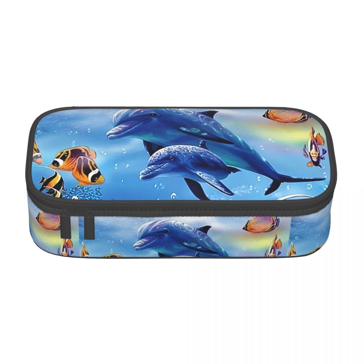 Custom Blue Dolphins Kawaii Pencil Cases Large Capacity Ocean Blue Sea ...