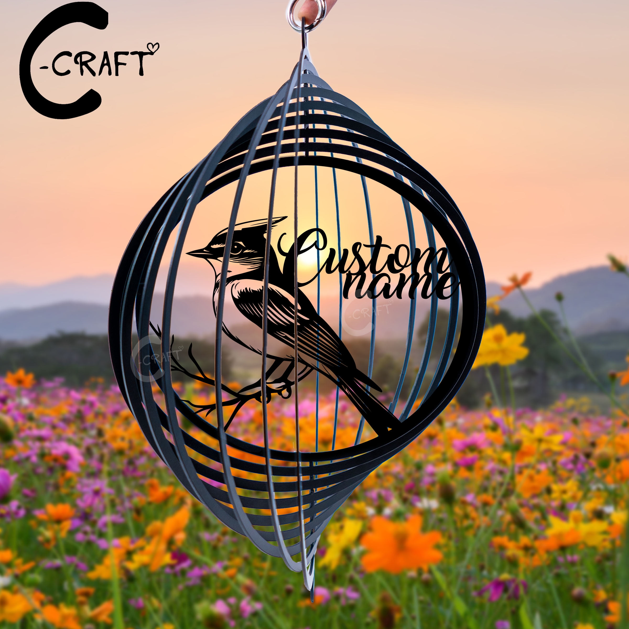 Custom Bluebird Wind Spinner 12 inches Metal Hanging Sign, Memorial ...