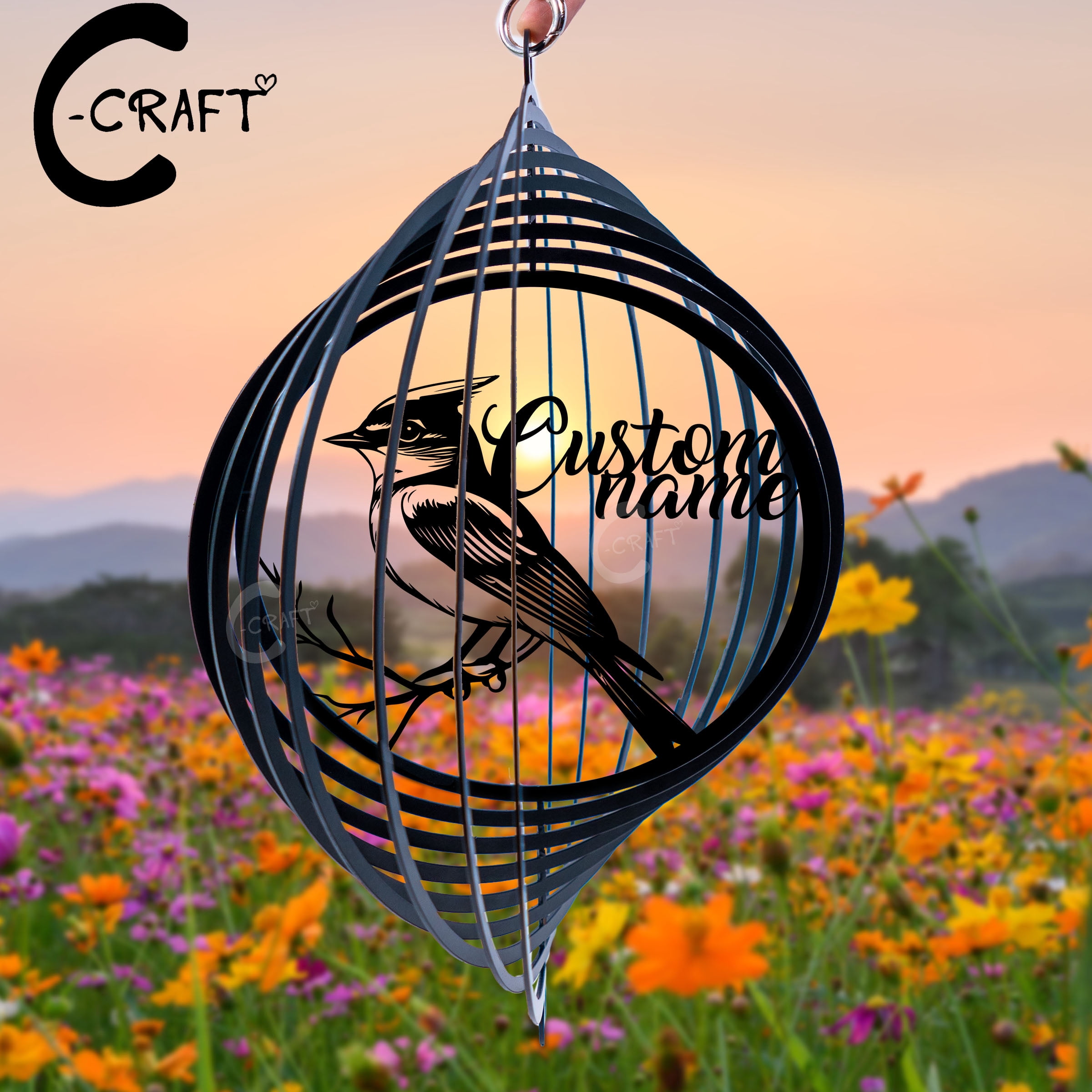 Custom Bluebird Wind Spinner 14 inches Metal Hanging Sign, Memorial ...