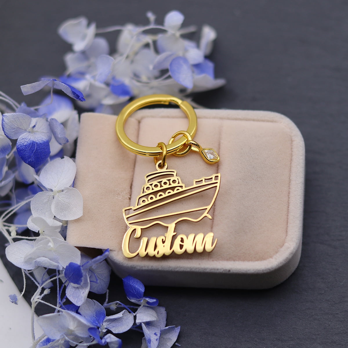 Custom Boat Number Name Keychain Stainless Steel Ship Personalized ...