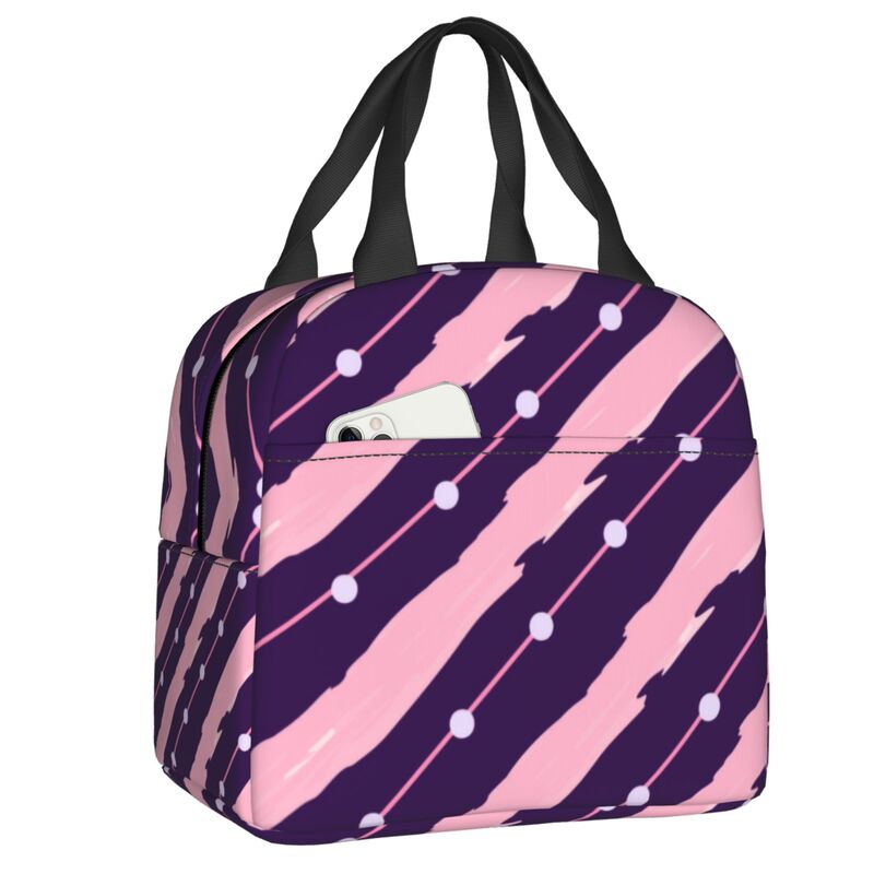 Custom Boho Chic Pastel Pink Stripes Polka Dots Art Lunch Bag Men Women ...