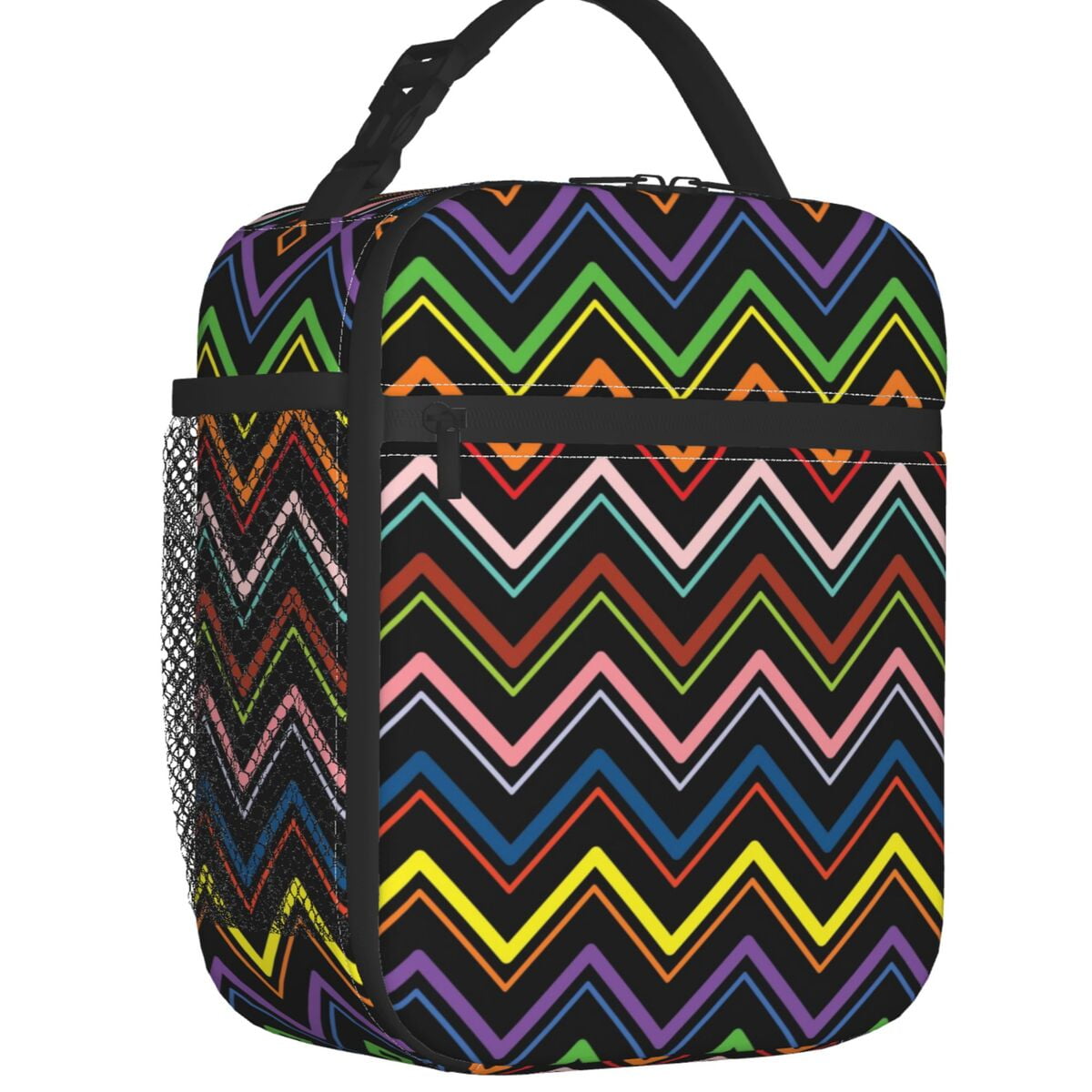 Custom Boho Chic Zigzag Chevron Lunch Bag Men Women Cooler Thermal ...