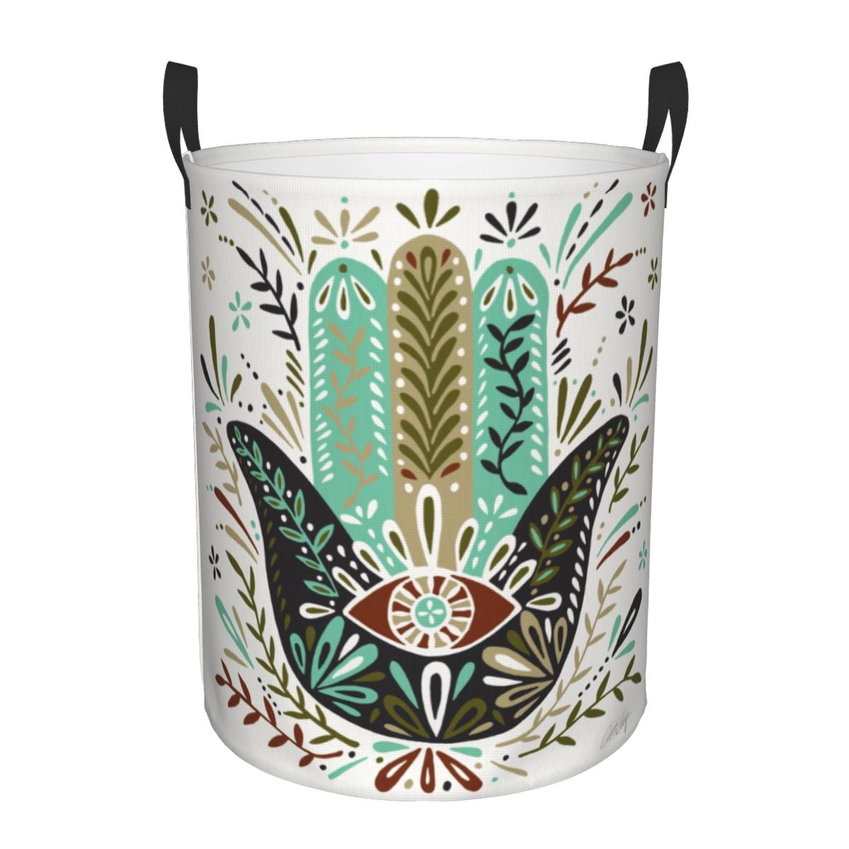 Custom Boho Mandala Hand Of Fatima Blue Gemsts Laundry Basket ...