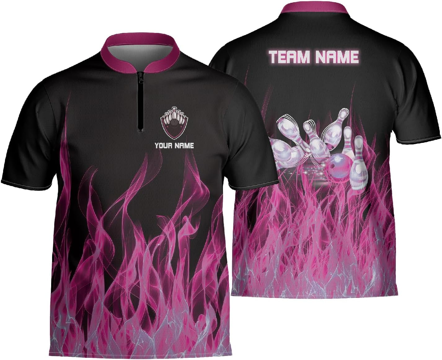 Custom Bowling Jerseys for Men Women Personalized Team Name Quarter Zip ...