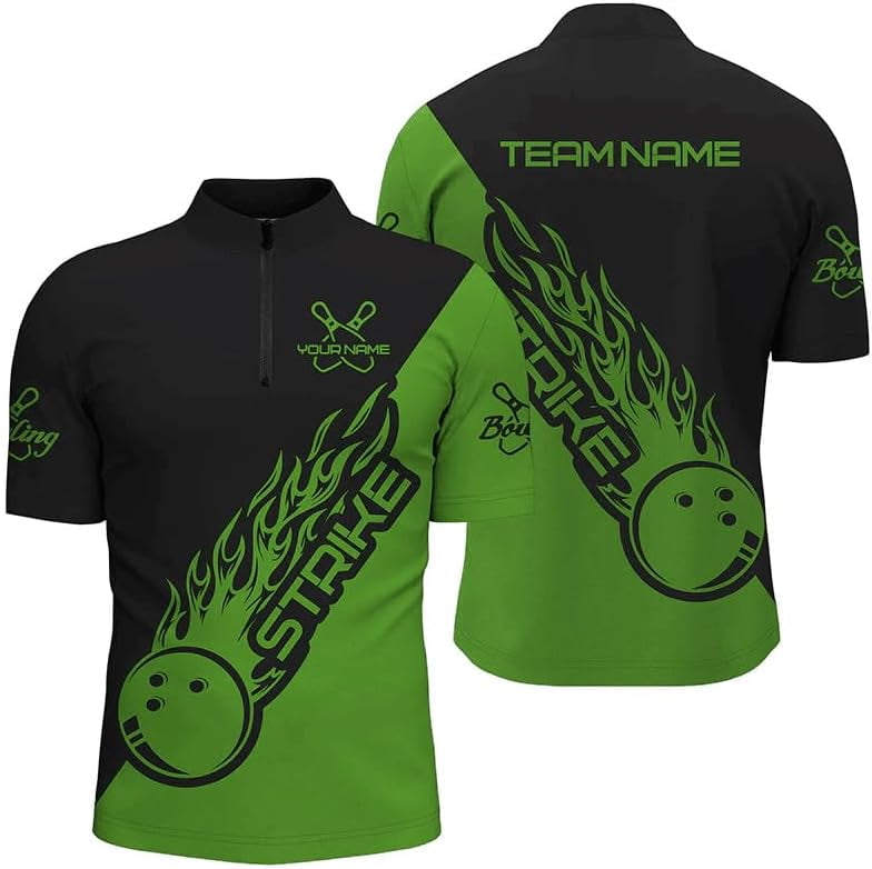 Custom Bowling Jerseys for Men Women Personalized Team Name Quarter Zip ...