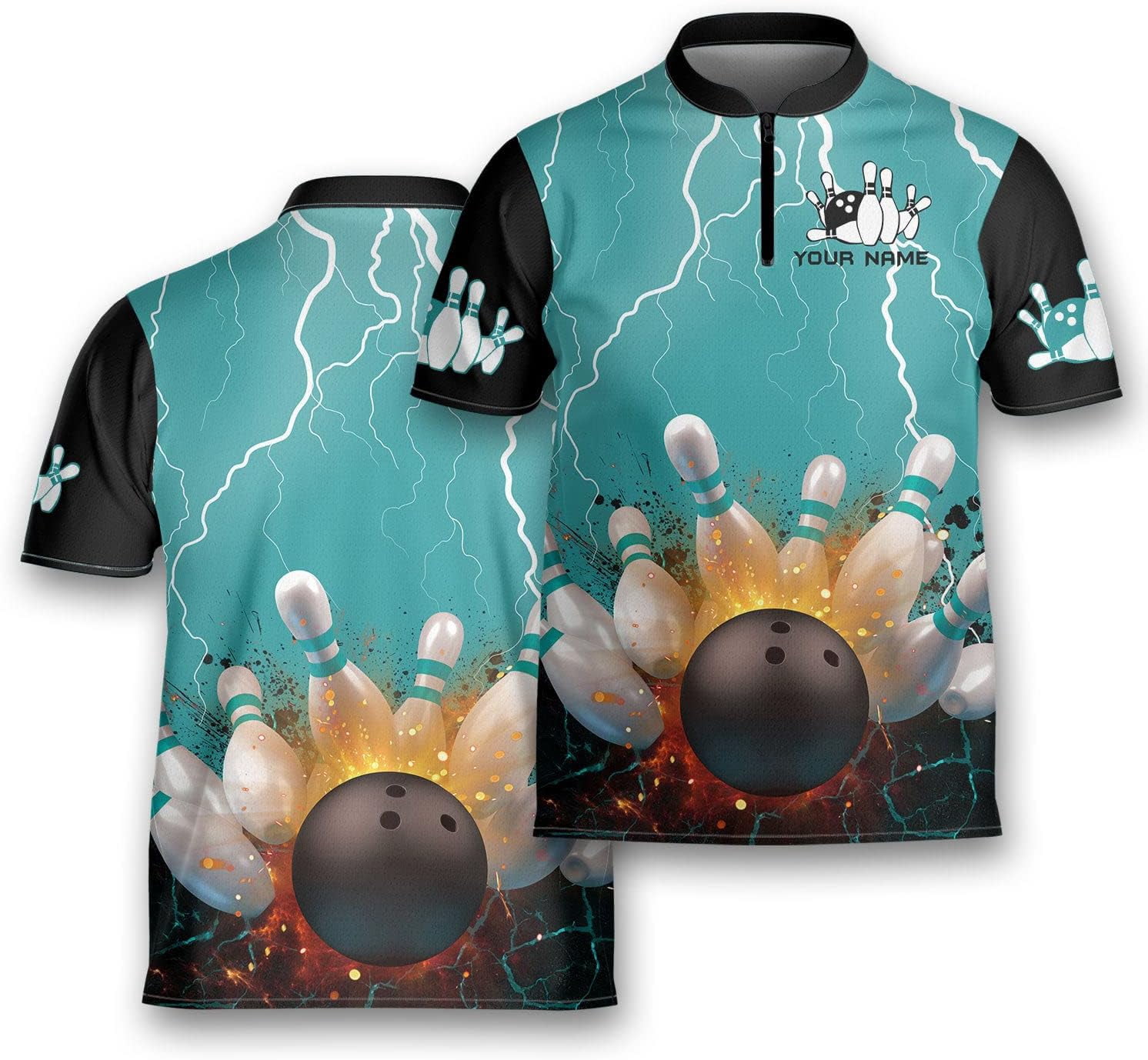 Custom Bowling Jerseys for Men Women Personalized Team Name Quarter Zip ...