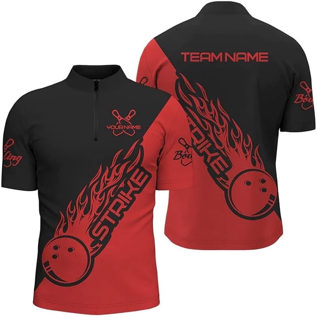Custom Bowling Jerseys for Men Women Personalized Team Name Quarter Zip ...