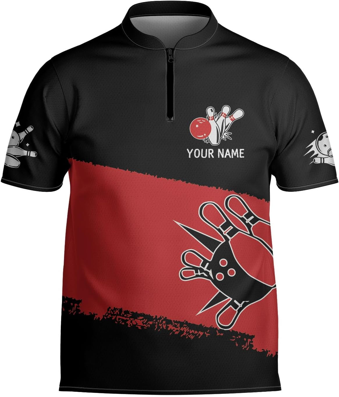 Custom Bowling Jerseys for Men Women Personalized Team Name Quarter Zip ...