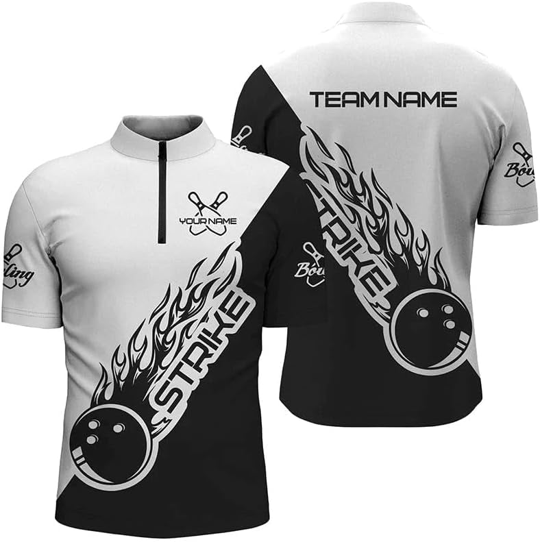 Custom Bowling Jerseys for Men Women Personalized Team Name Quarter Zip ...