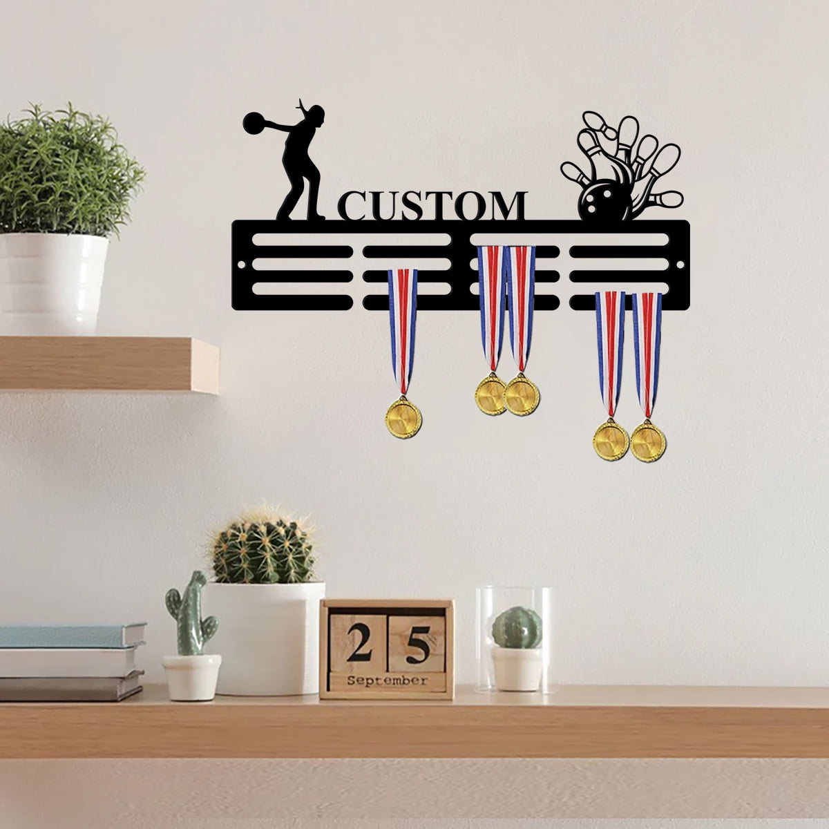 Custom Bowling Medal Holder Bowling Medal Hanger with Name, 12 Rungs ...
