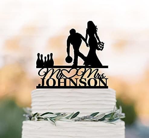 Custom Bowling Wedding Cake Topper Mr and Mrs Cakes Toppers, Custom ...