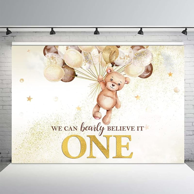 Custom Boy Girl 1st Birthday Bear Backdrop We Can Bearly Believe It One ...