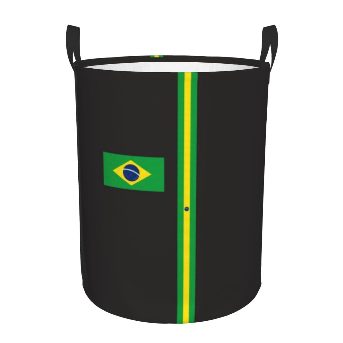 Custom Brazil National Emblem Laundry Basket Foldable Brazilian Map And ...