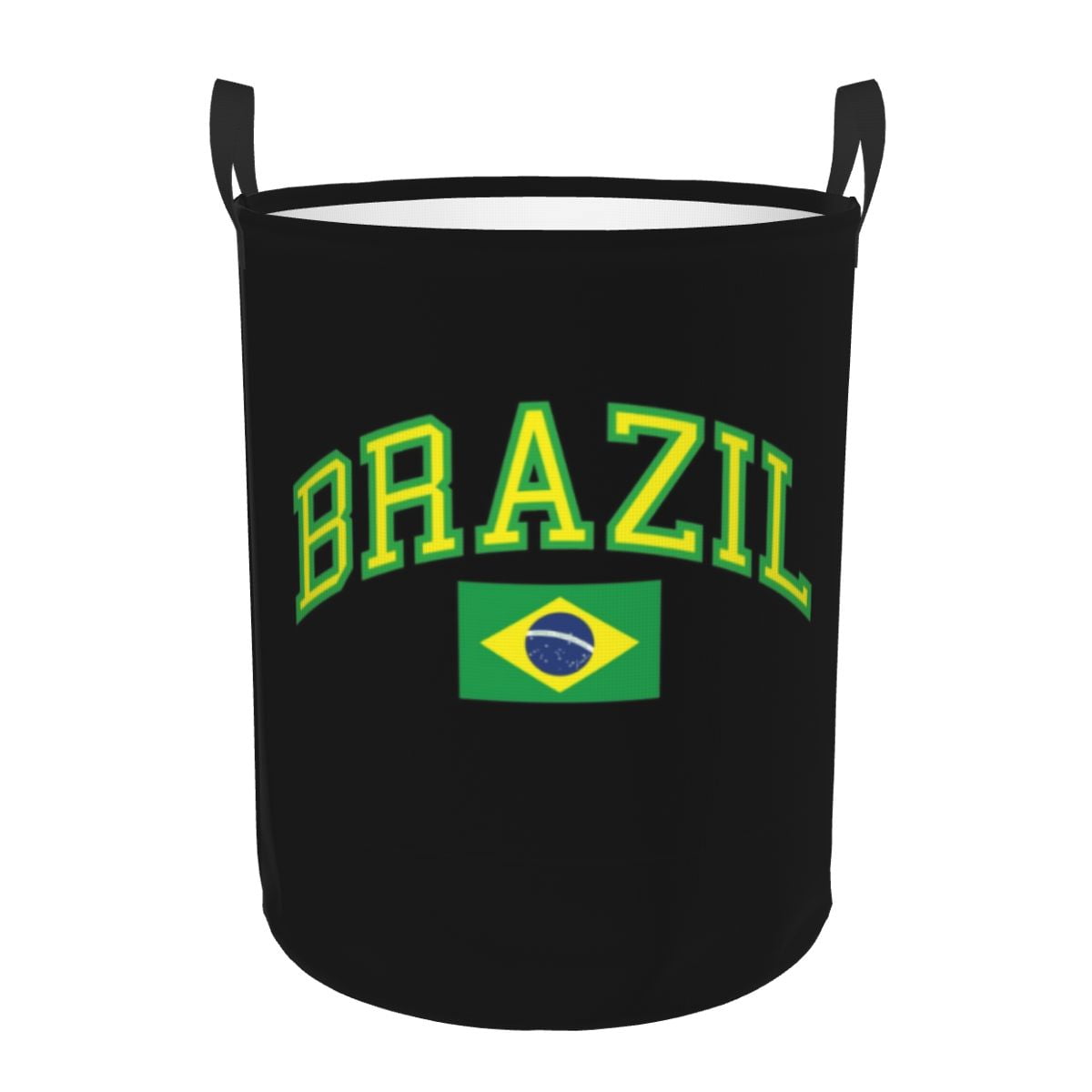 Custom Brazil National Emblem Laundry Basket Foldable Brazilian Map And ...