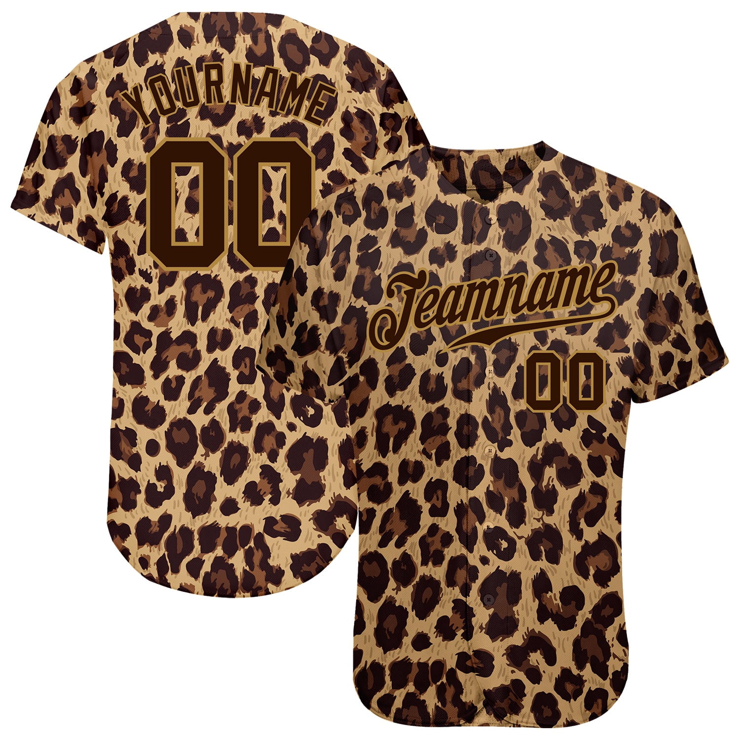 Custom Brown Brown-Old Gold 3D Pattern Design Leopard Authentic ...