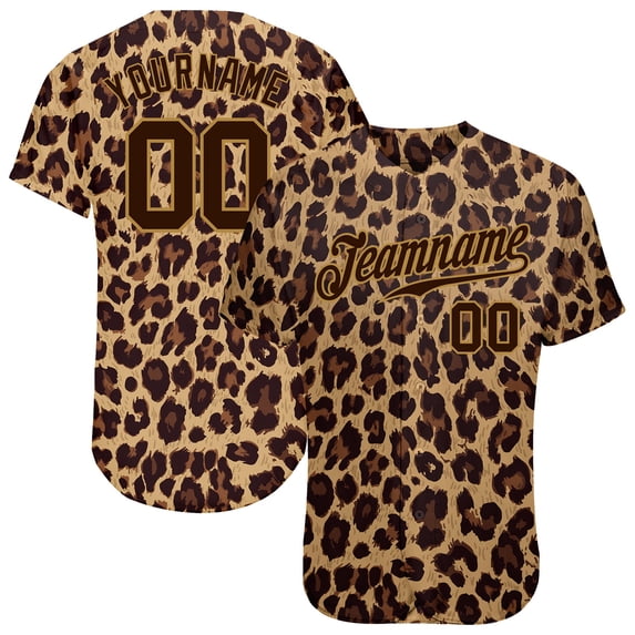 Custom Brown Brown-Old Gold 3D Pattern Design Leopard Authentic ...