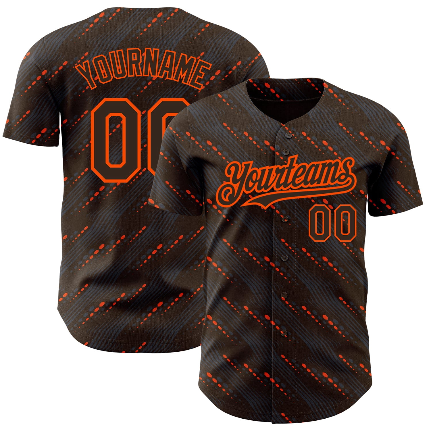 Custom Brown Orange 3D Pattern Design Slant Lines Authentic Baseball ...