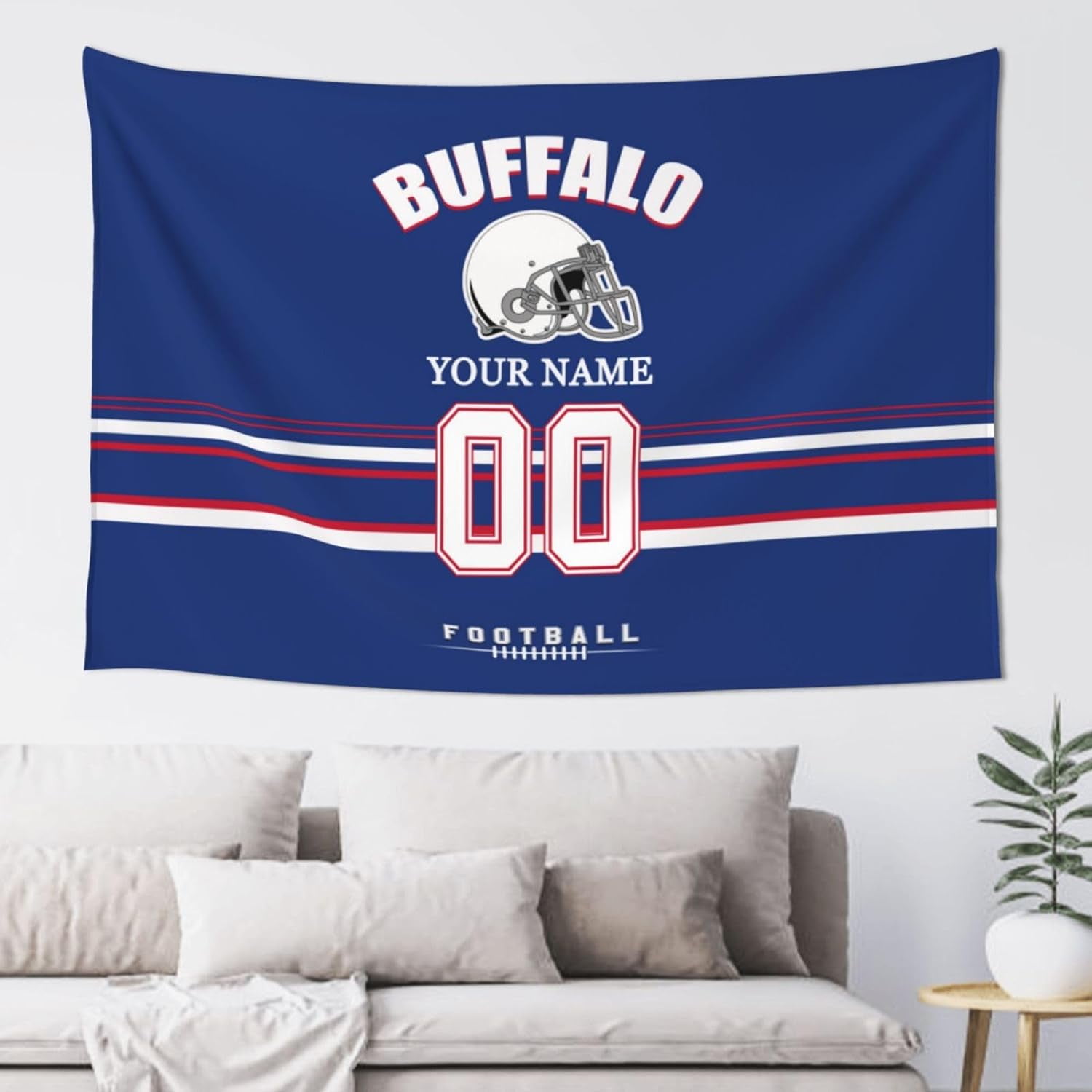Custom Buffalo Tapestry, Personalized Football Style Tapestry with Name ...