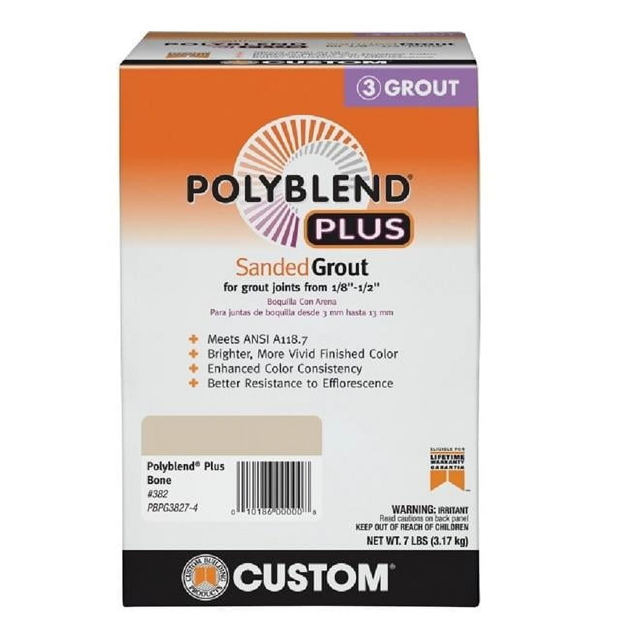 Custom Building Products 104002 7 lbs Bone Polyblend Plus Sand Grout ...