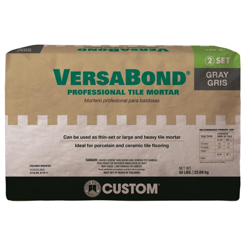 Custom Building Products VersaBond Gray Thin-Set Mortar, 50 lb, Indoor/Outdoor - Walmart.com