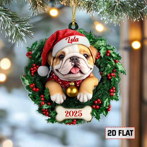 Custom Bulldog Ornament for Dog Mom 2025, Personalized English Bulldog ...