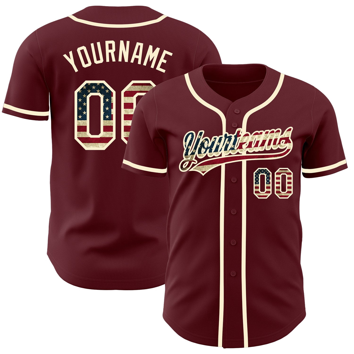 Custom Burgundy USA Cream Authentic Baseball Jersey - Hot Sale 2026 ...