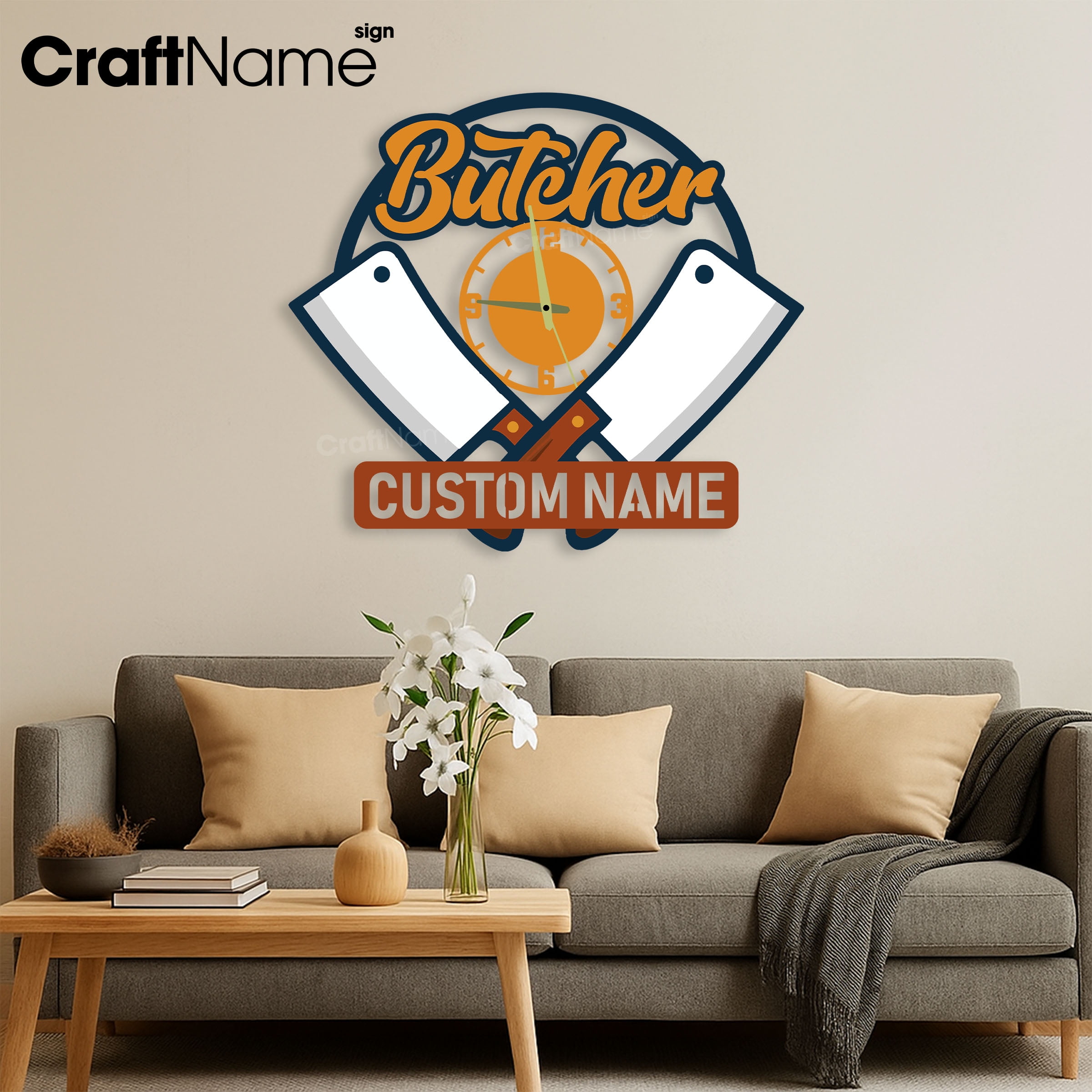Custom Butcher Shop Metal Wall Clock, Unique Wall Clock for Meat Shop ...
