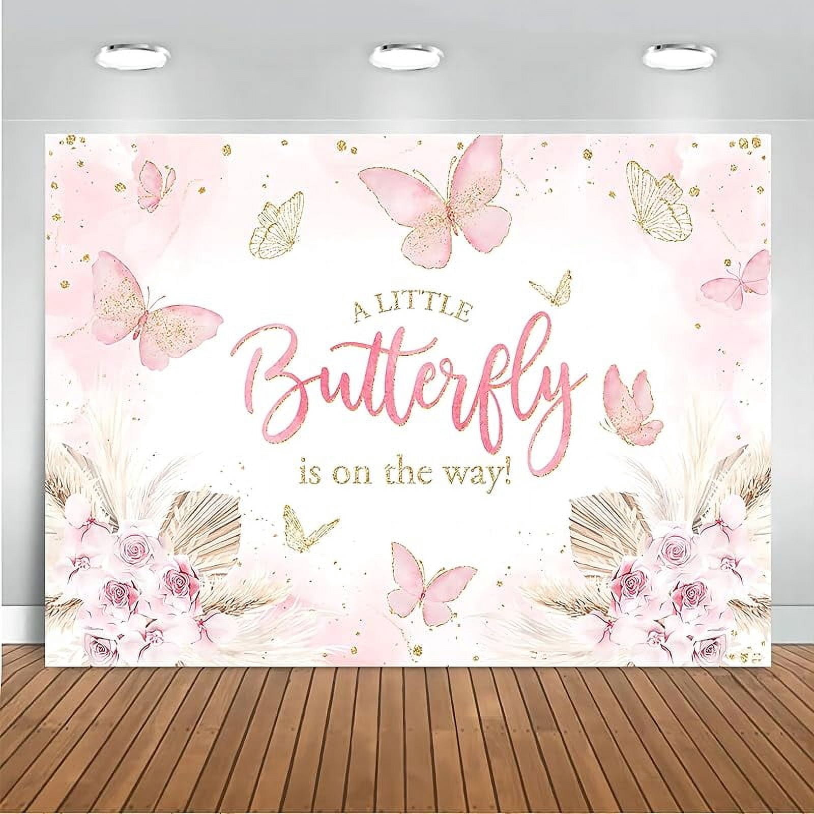 Custom Butterfly Baby Shower Backdrop for Girls Boho A Little Butterfly ...