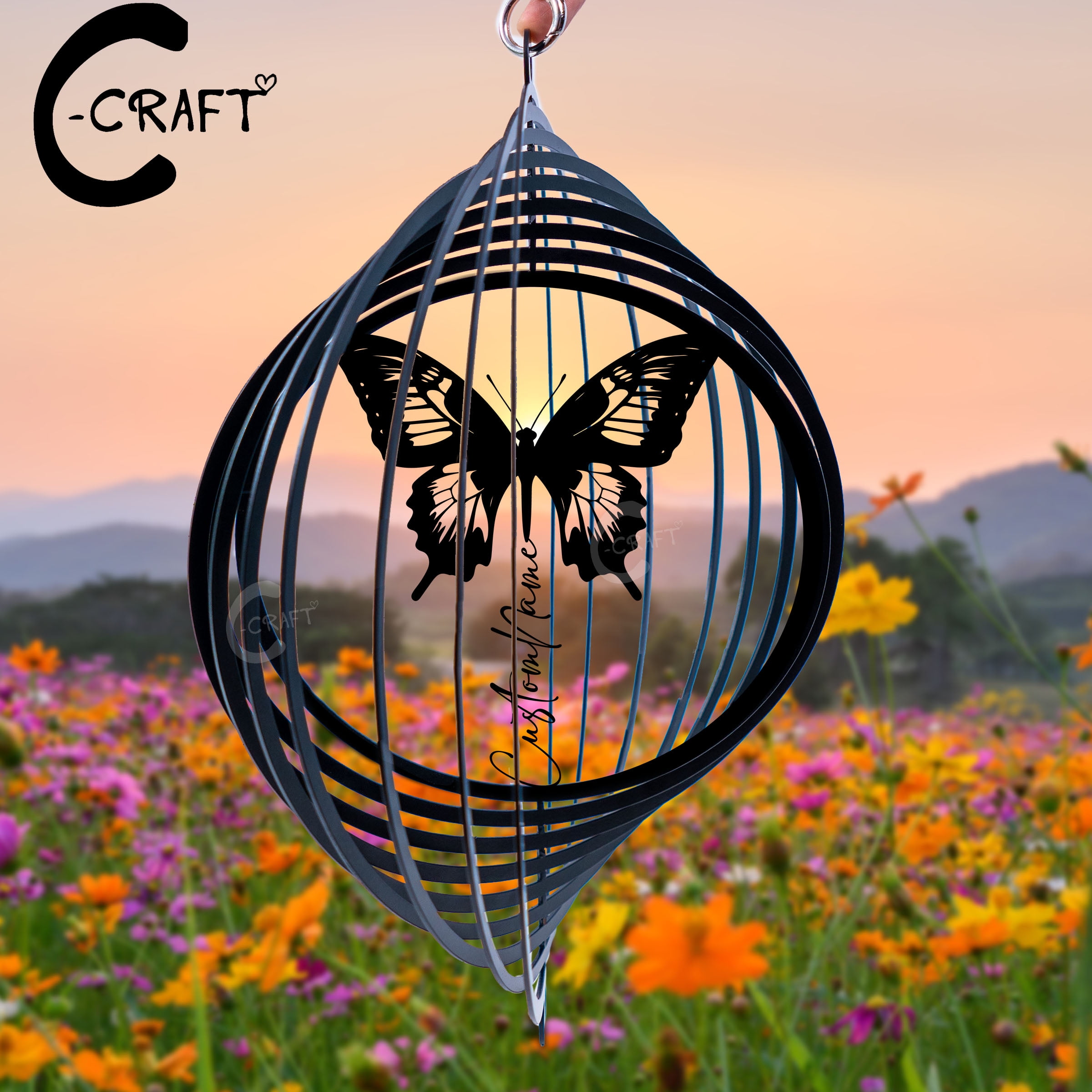 Custom Butterfly Wind Spinner 12 inches Metal Hanging, Memorial Wind ...