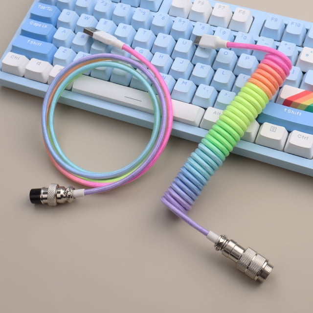 Custom Cables Type c Coiled Cable Mechanical Keyboard Usb c Rainbow ...