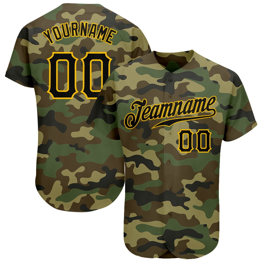 Custom Camo Black-Gold Authentic Salute To Service Baseball Jersey ...
