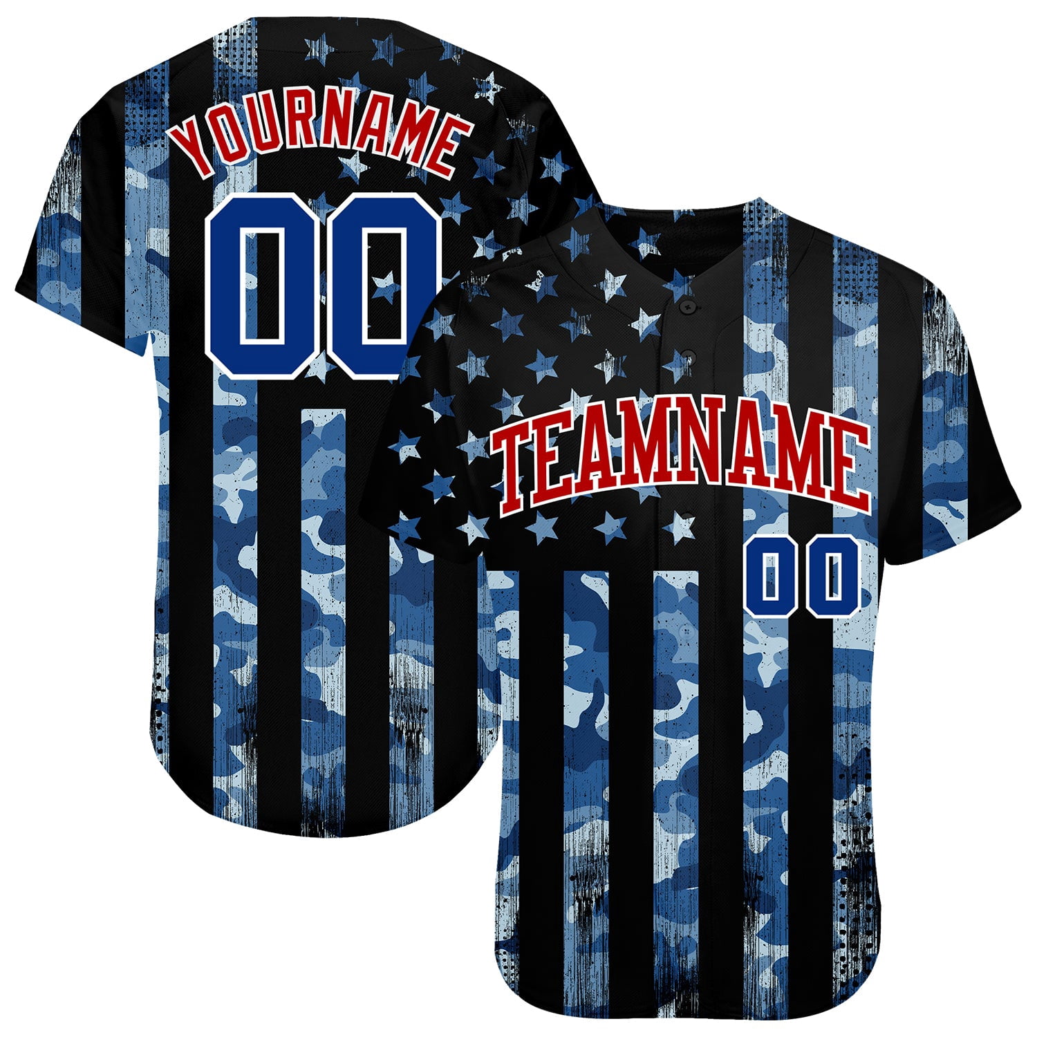 Custom Camo Royal Red-White 3D Salute To Service American Flag ...