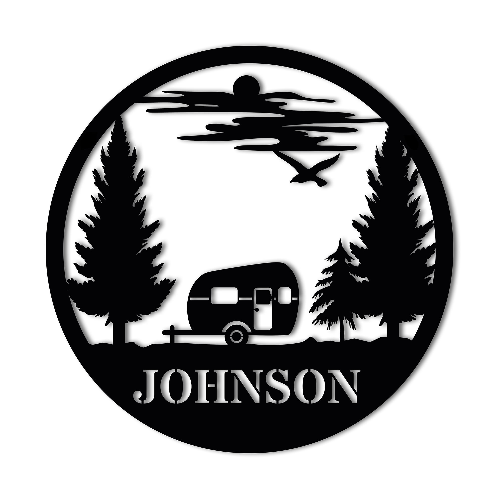 Custom Camping Sign with a RV Camper | Personalized Metal Welcome Sign ...